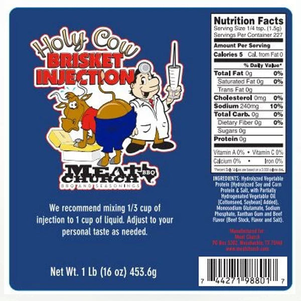 Meat Church Holy Cow Brisket Marinade Injection 16 Oz Resealable Bag ...